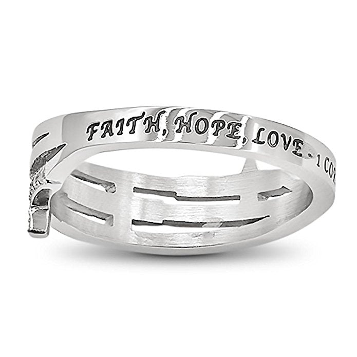 Triple Cross Ring"FAITH HOPE LOVE" – Kingdomwearjewelry.com